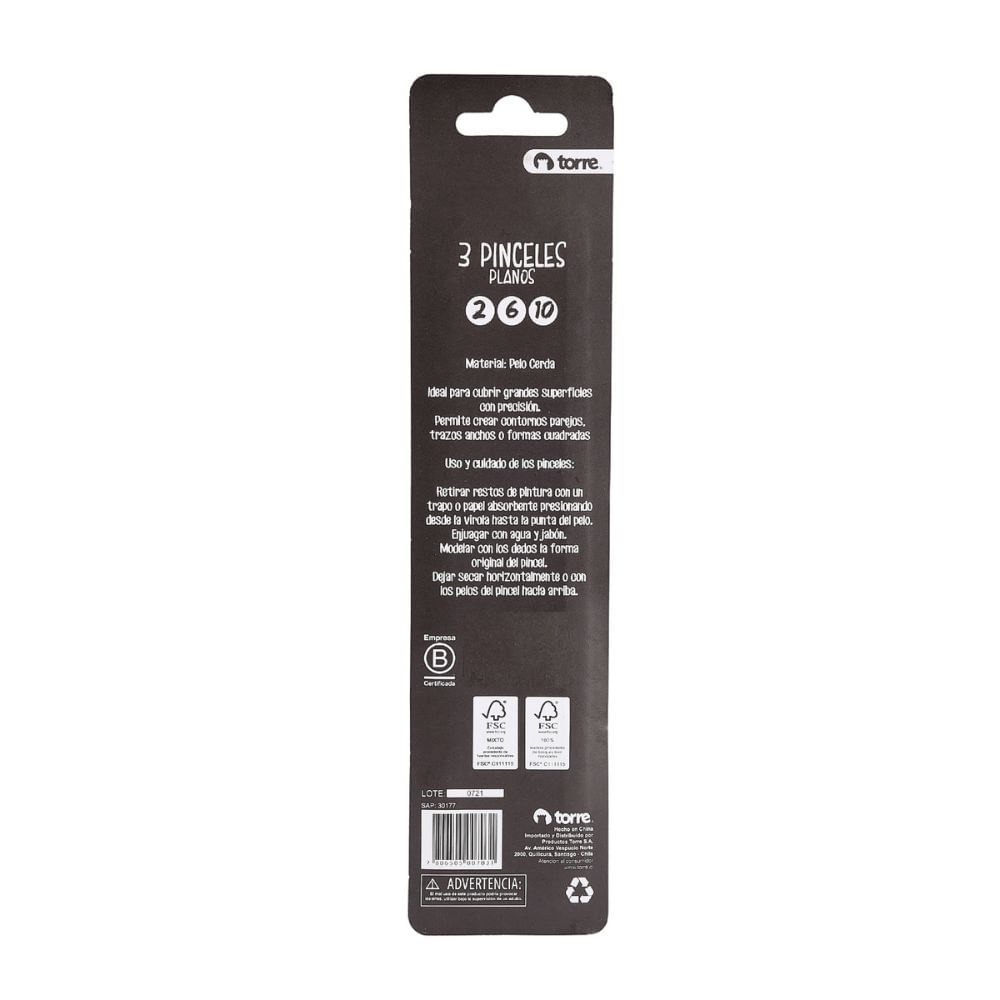 Set Pinceles Planos N° 2 - 6 - 10