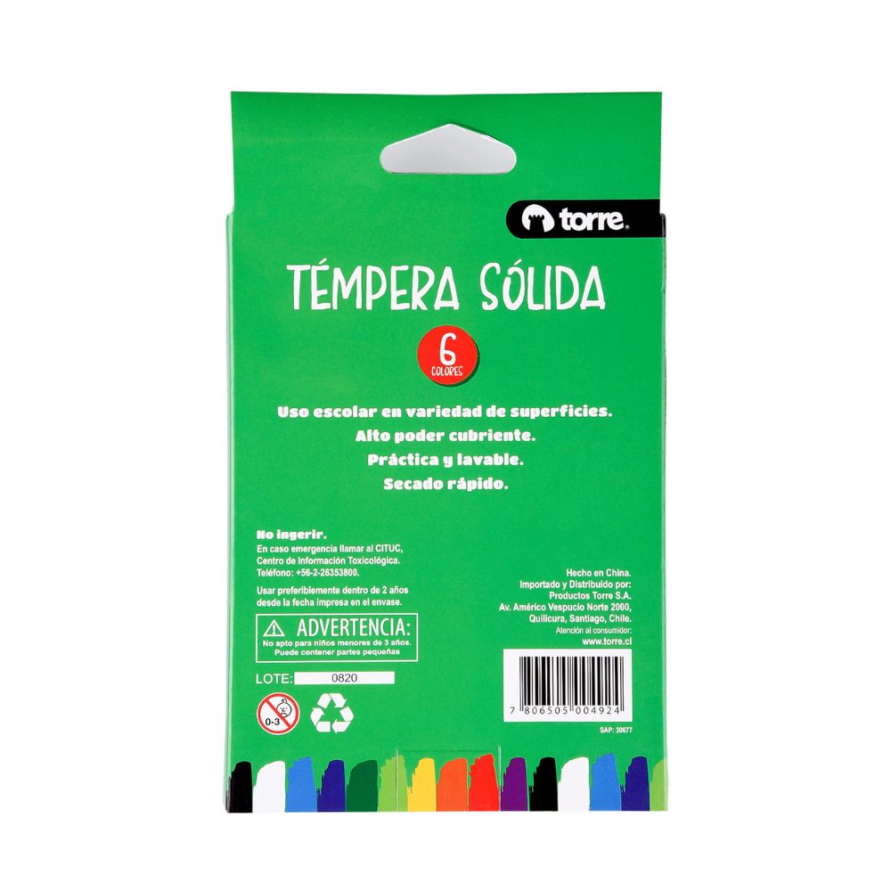 Témpera Sólida 6 Colores
